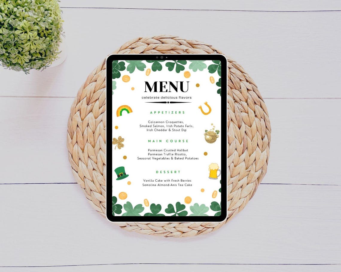 St Patrick's Day Menu Template: Irish Pub Design (digital Download) - Etsy