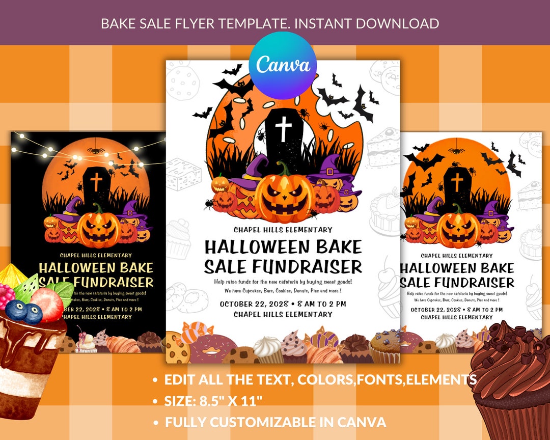 Halloween Bake Sale Flyer, Halloween School Event, Halloween School ...