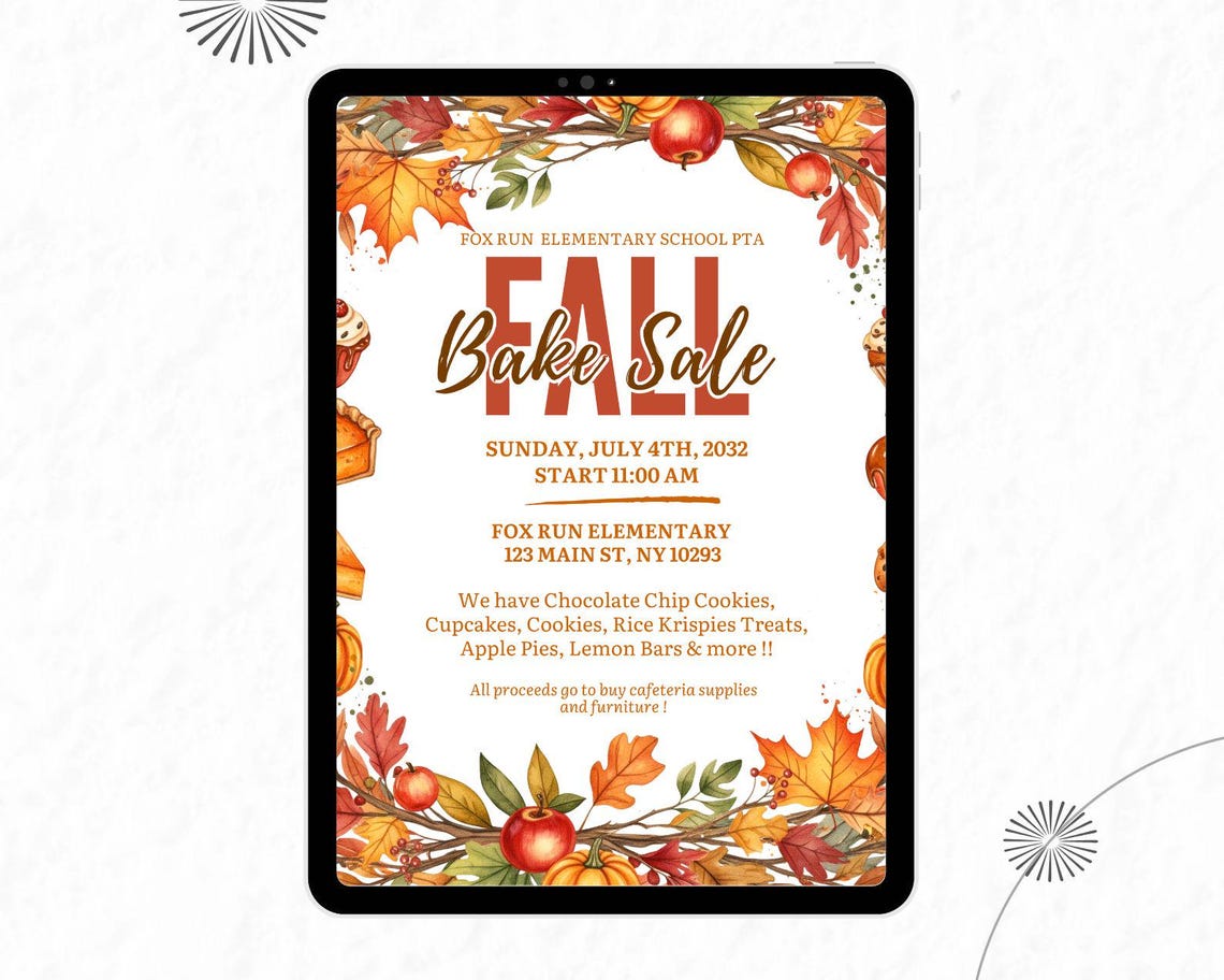 EDITABLE Fall Bake Sale Flyer Bundle | Autumn Bake Sale Flyer | PTA ...