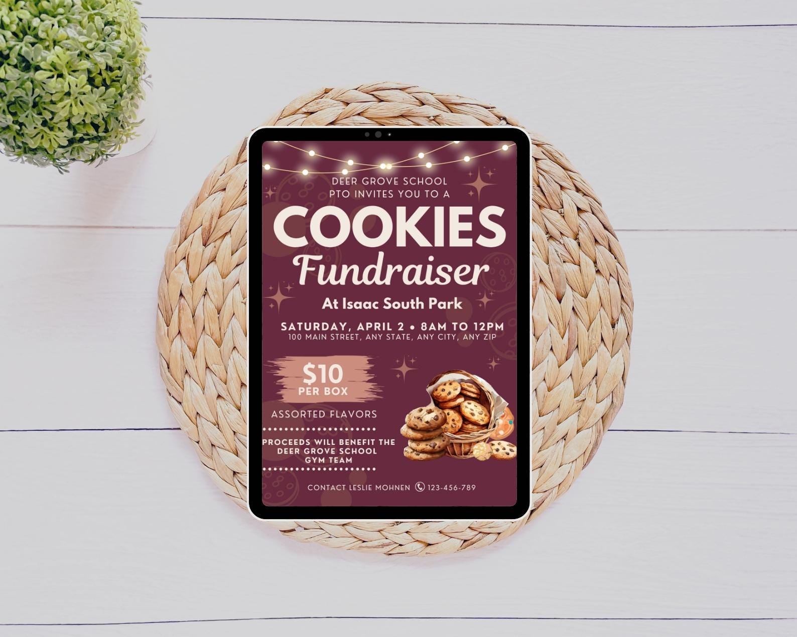 Editable Cookies Fundraiser Flyer Template | Printable Bake Sale Poster ...