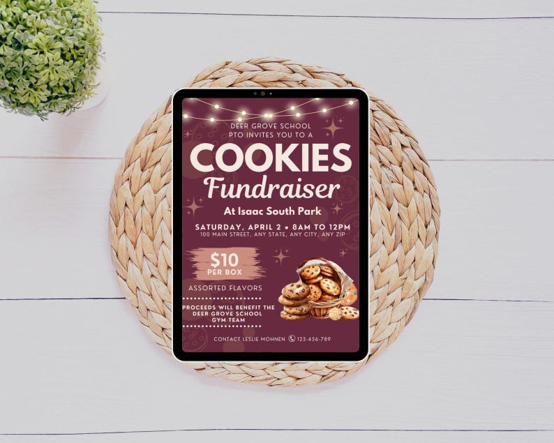 Editable Cookies Fundraiser Flyer | Printable Bake Poster (digital ...