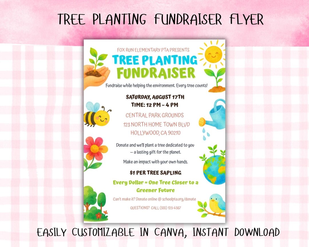Tree Planting Fundraiser Flyer: Watercolor Design, Customizable ...