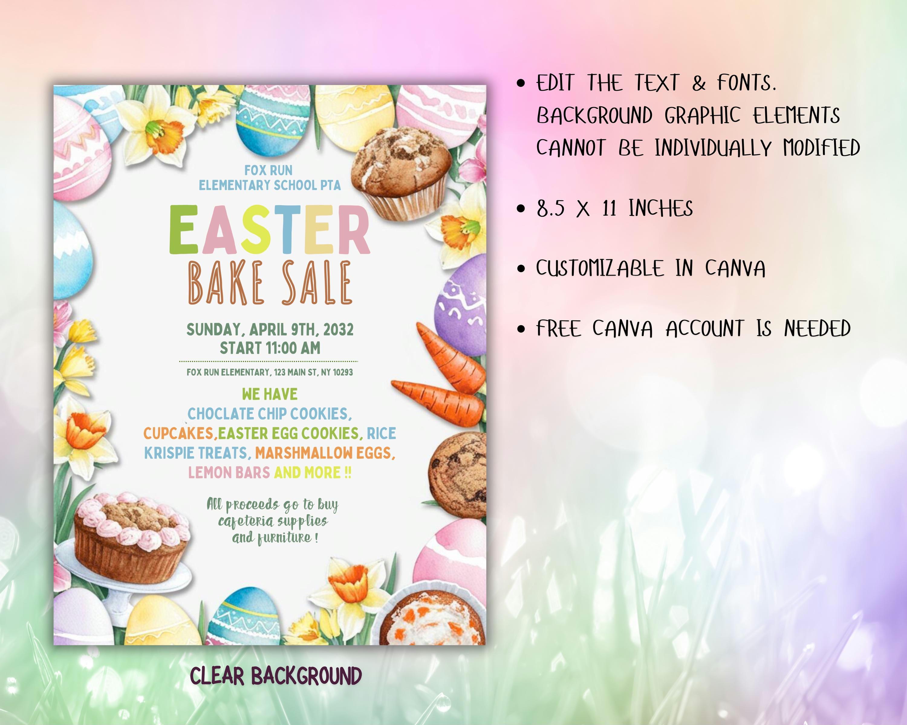 Editable Easter Bake Sale Flyer | Printable Easter Event Flyer | Easter ...