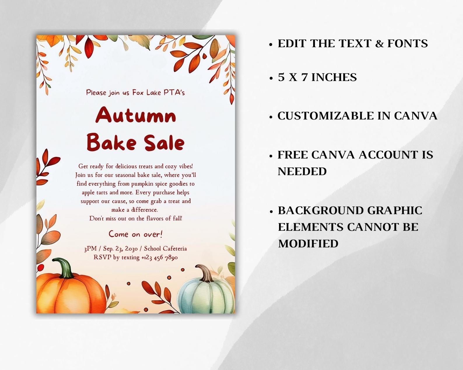 EDITABLE Autumn Bake Sale Flyer Bundle | Fall Bake Sale Flyer | PTA ...
