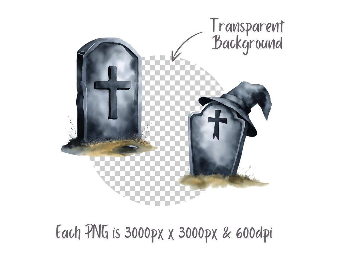 Gravestone Clipart, Watercolor Gravestones, Graveyard Clipart ...