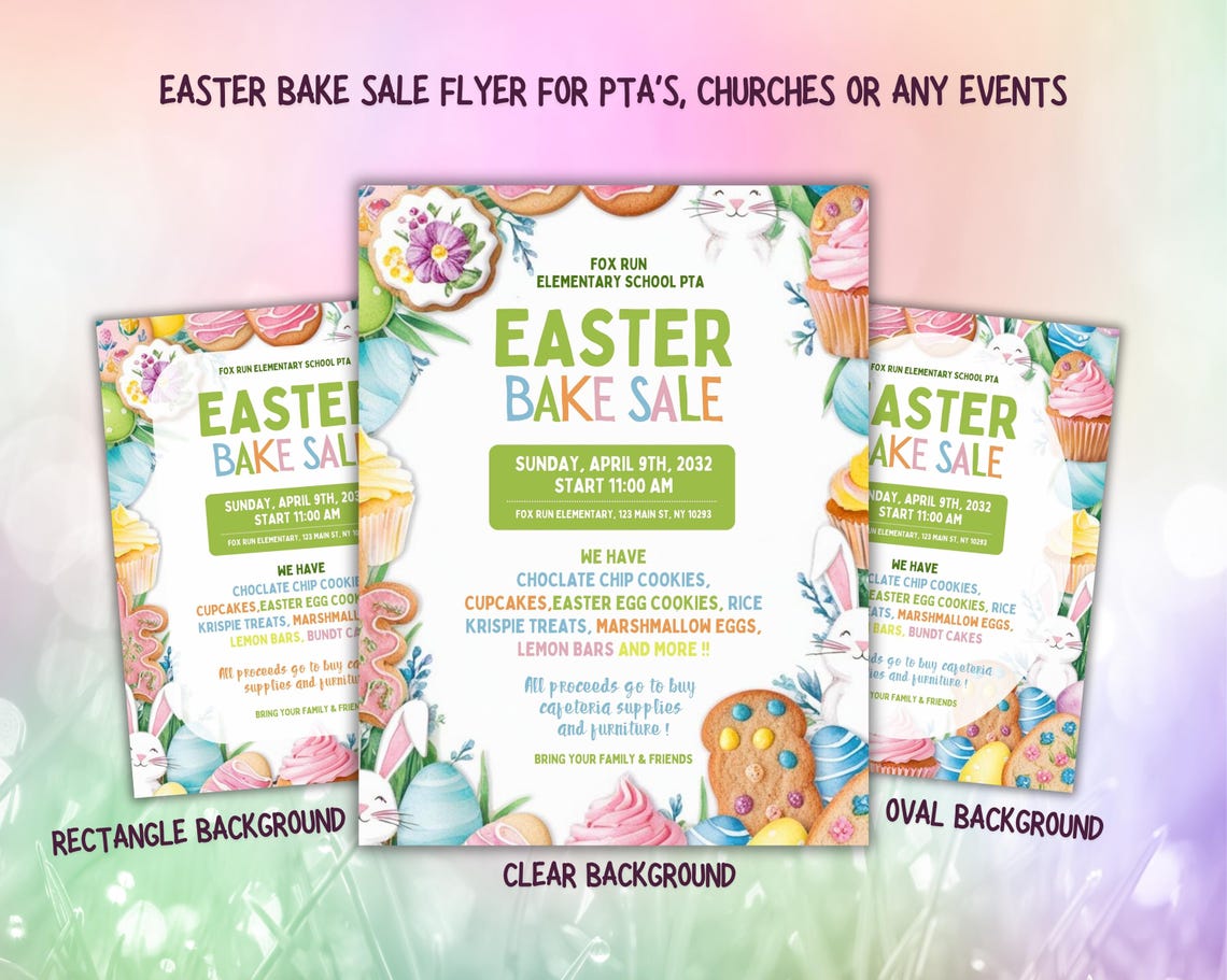 Editable Easter Bake Sale Flyer | Printable Fundraiser (8.5x11 Inches ...