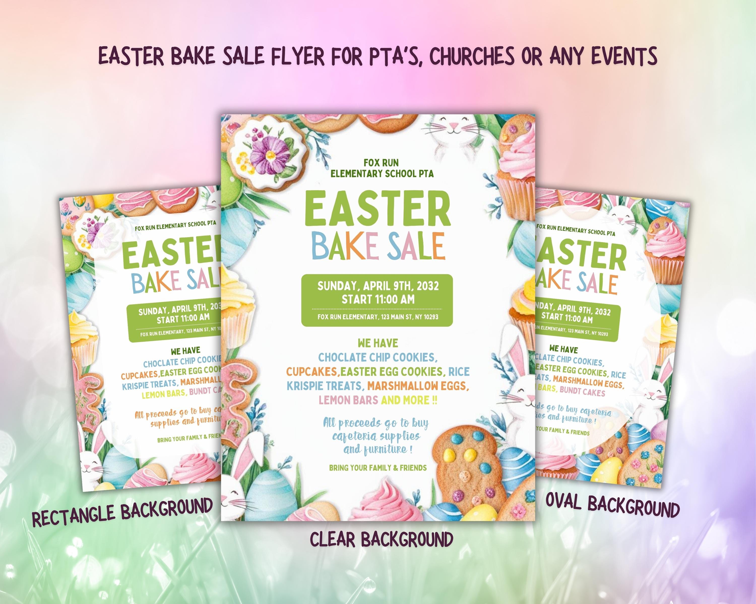 Editable Easter Bake Sale Flyer | Printable Fundraiser (8.5x11 Inches ...