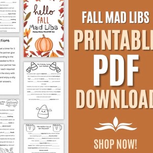 Fall-themed Mad Libs Word Game Fill in | Printable Fun for Family, Kids ...