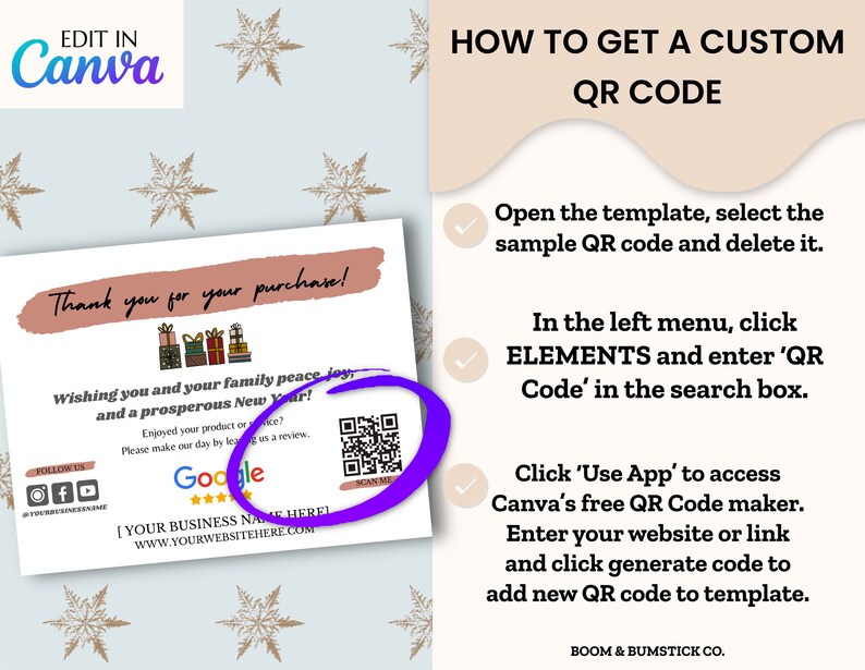 Editable Holiday Business Thank You Card Template, Christmas Doodle Art ...