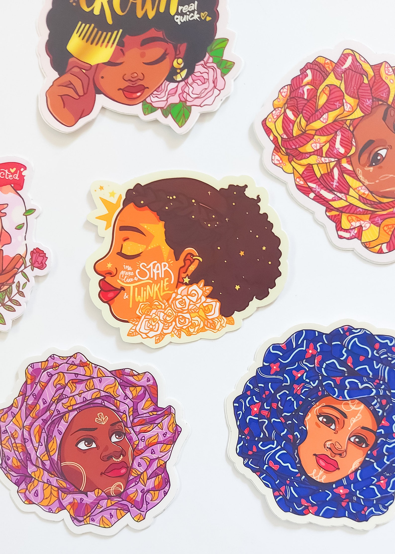 Afro Vinyl Sticker Black Girl Natural Hair Laptop Phone - Etsy