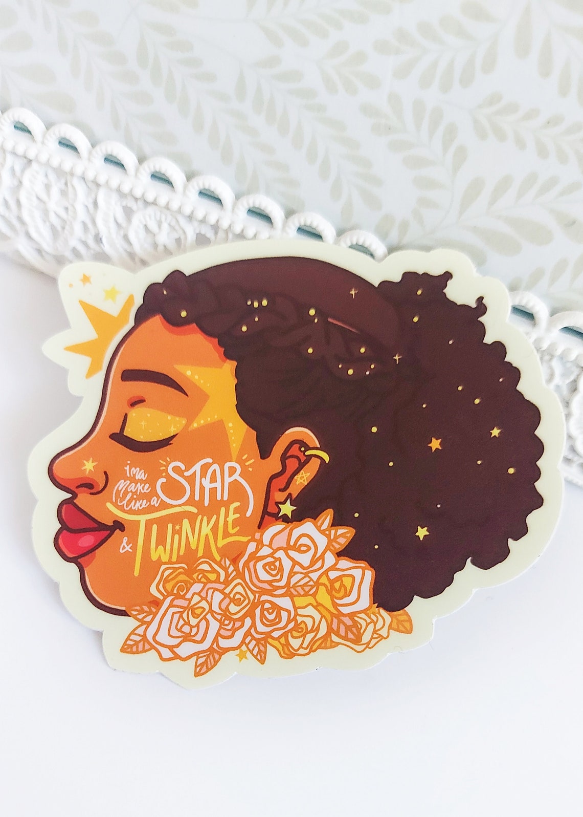 Afro Vinyl Sticker Black Girl Natural Hair Laptop Phone - Etsy