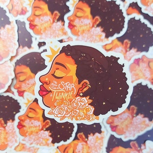 Afro Vinyl Sticker Black Girl Natural Hair Laptop Phone - Etsy