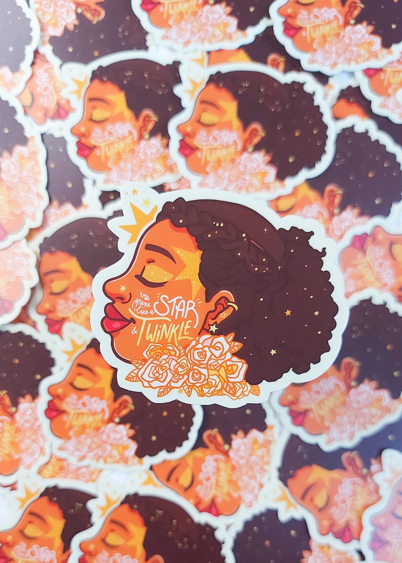 Afro Vinyl Sticker Black Girl Natural Hair Laptop Phone - Etsy