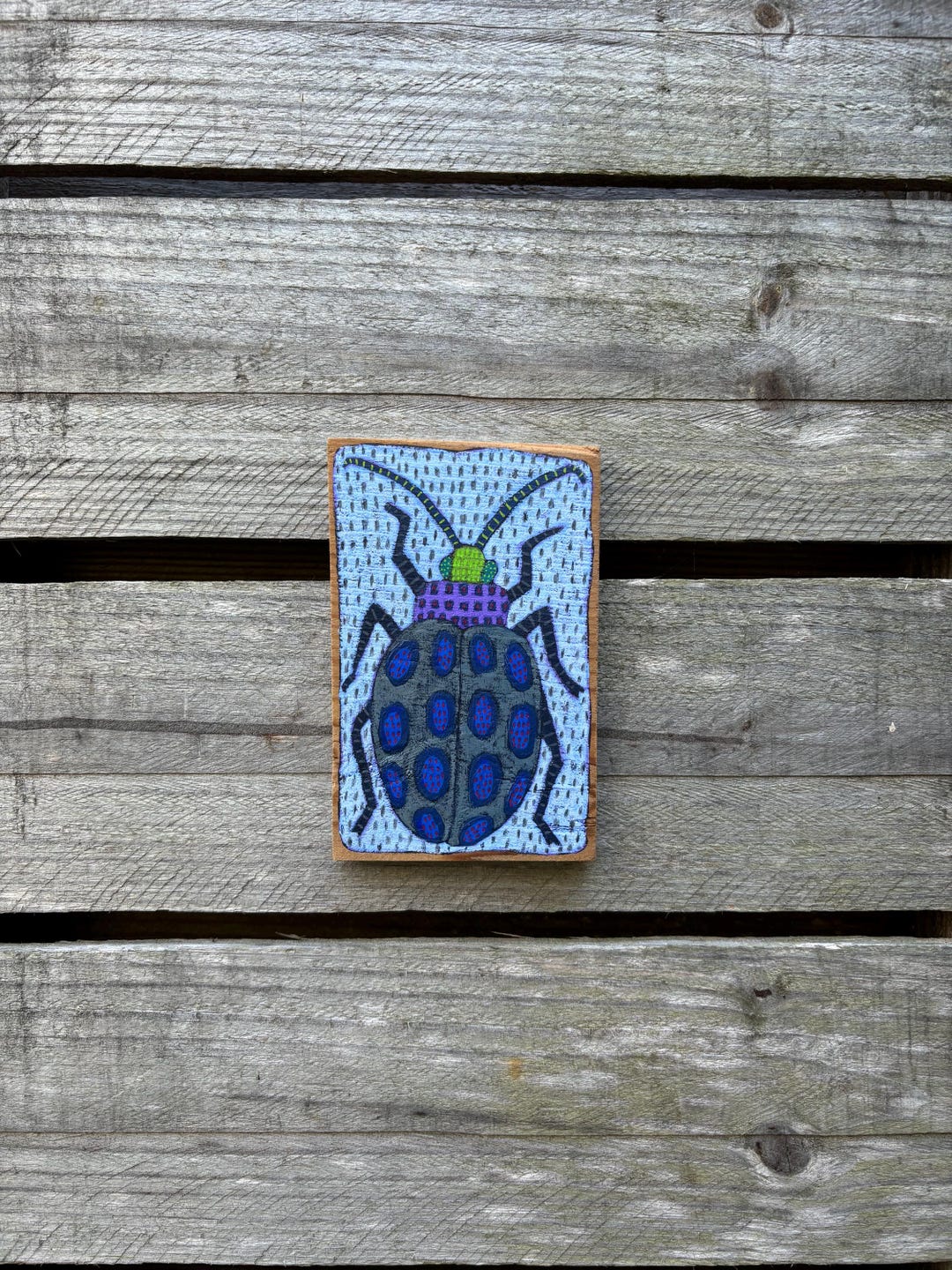 Gray and Blue Beetle Painting - Etsy
