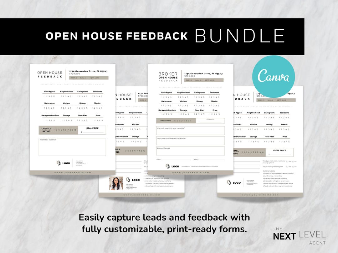 Real Estate Feedback Form Bundle | Open House & Buyer Feedback ...