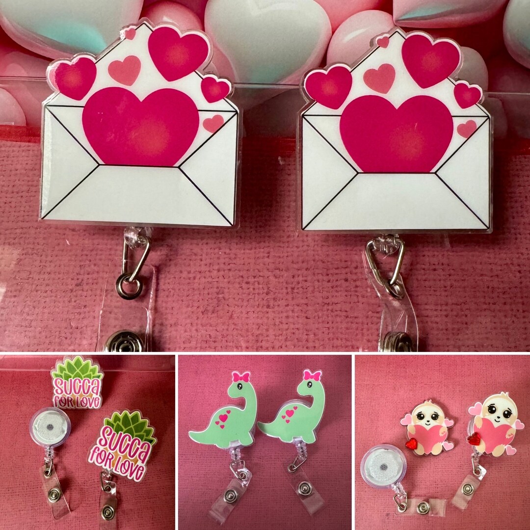Valentines Interchangeable Badge Reel Love ID Card Holder Love Letter ...