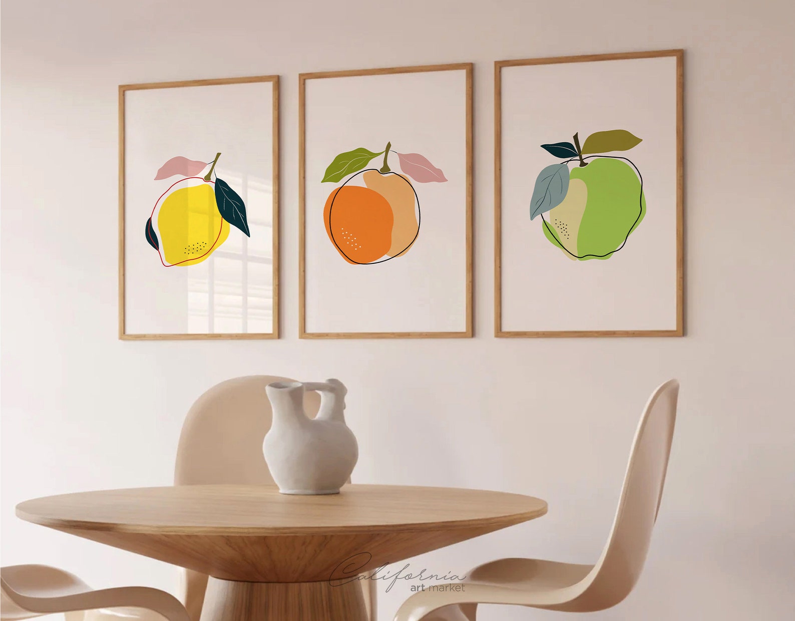 Abstract Fruit Prints: Modern Kitchen Wall Art Set (digital Download ...