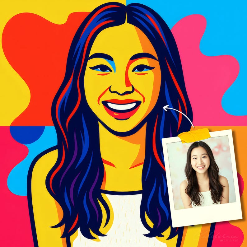 Custom Pop Art Portrait: Personalized Colorful Artwork (digital Gift ...