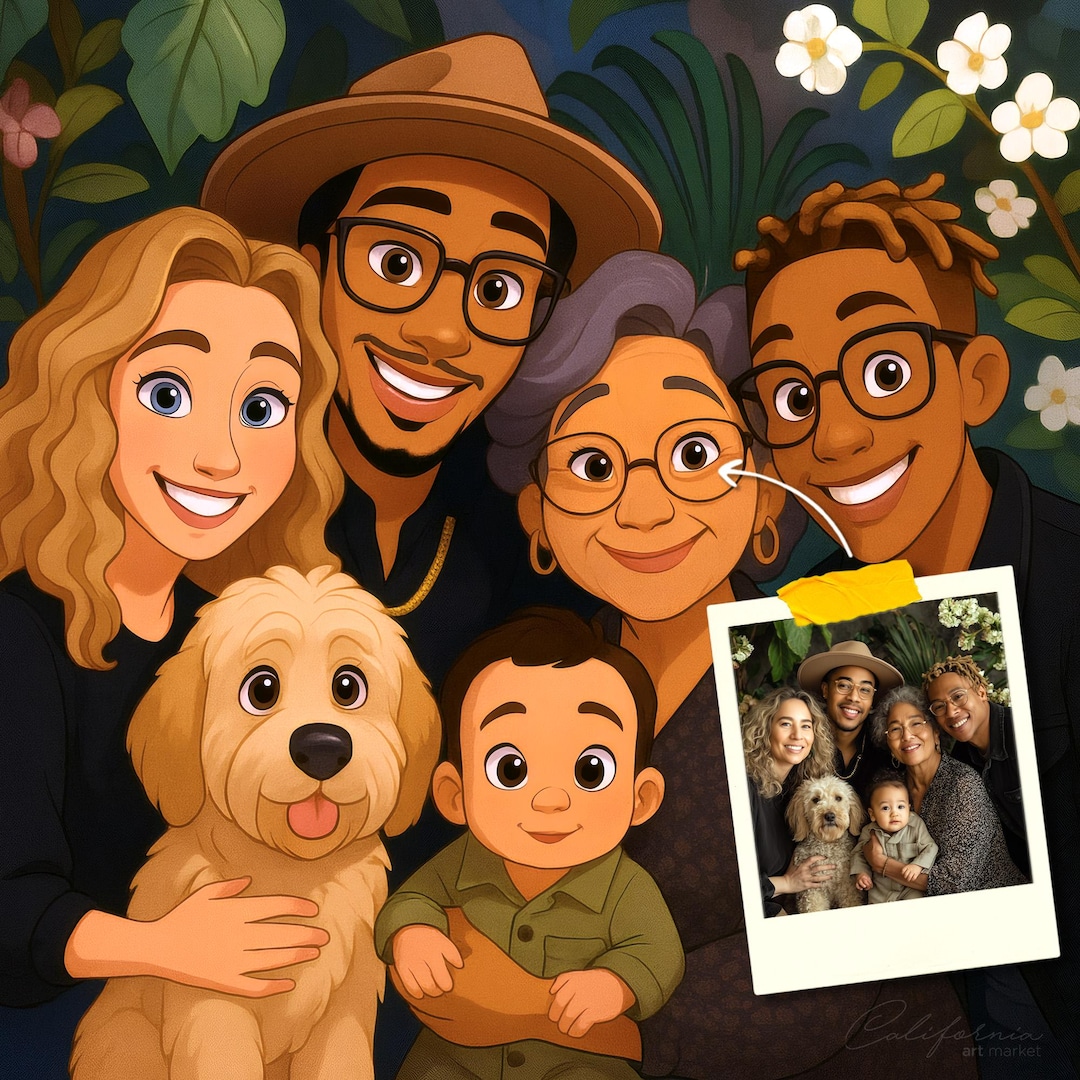 Custom Disney Style Portrait From Photo | Personalized Cartoon Drawing ...