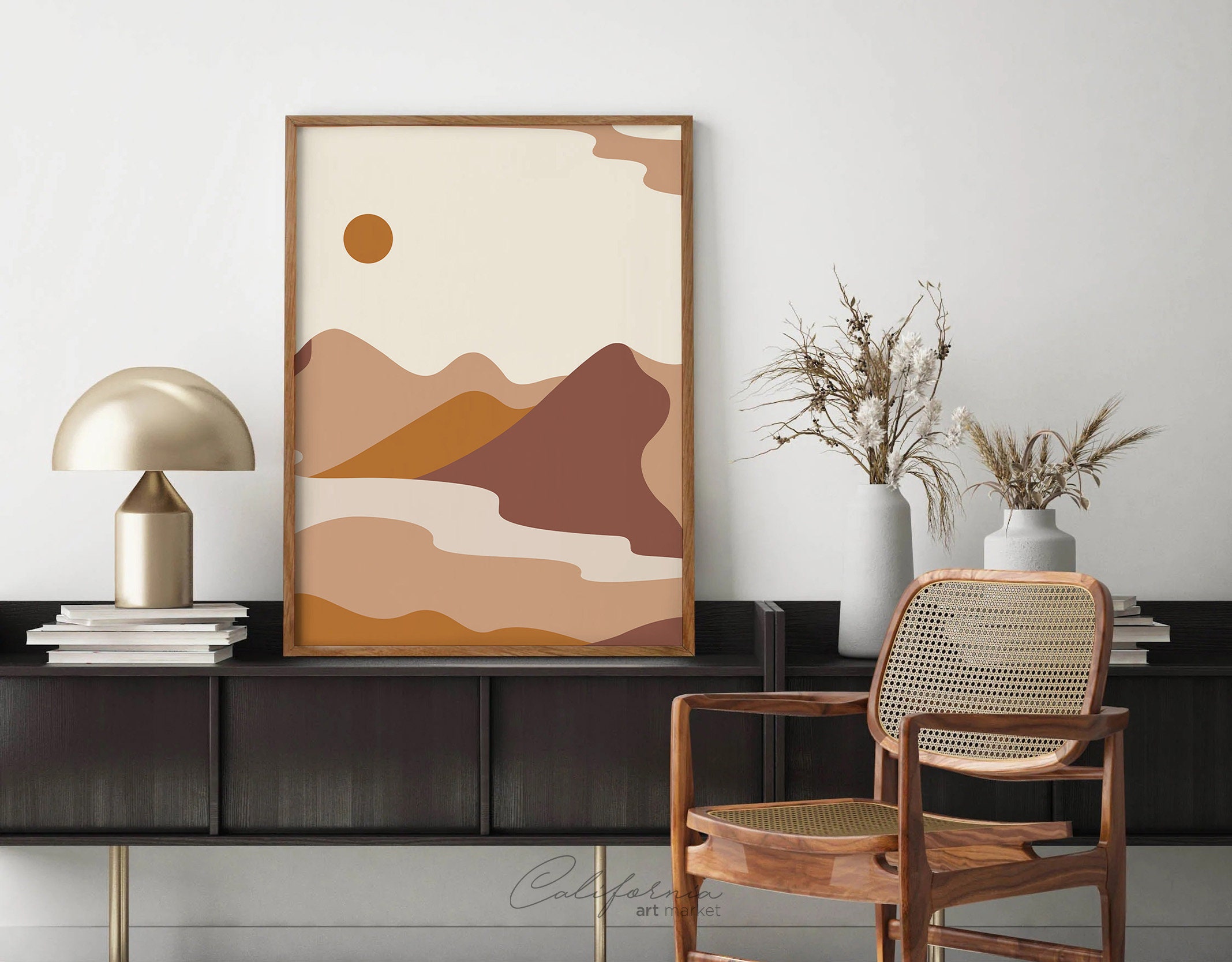 Boho Abstract Leaf Art Printables Set of 6 Geometric Neutral - Etsy