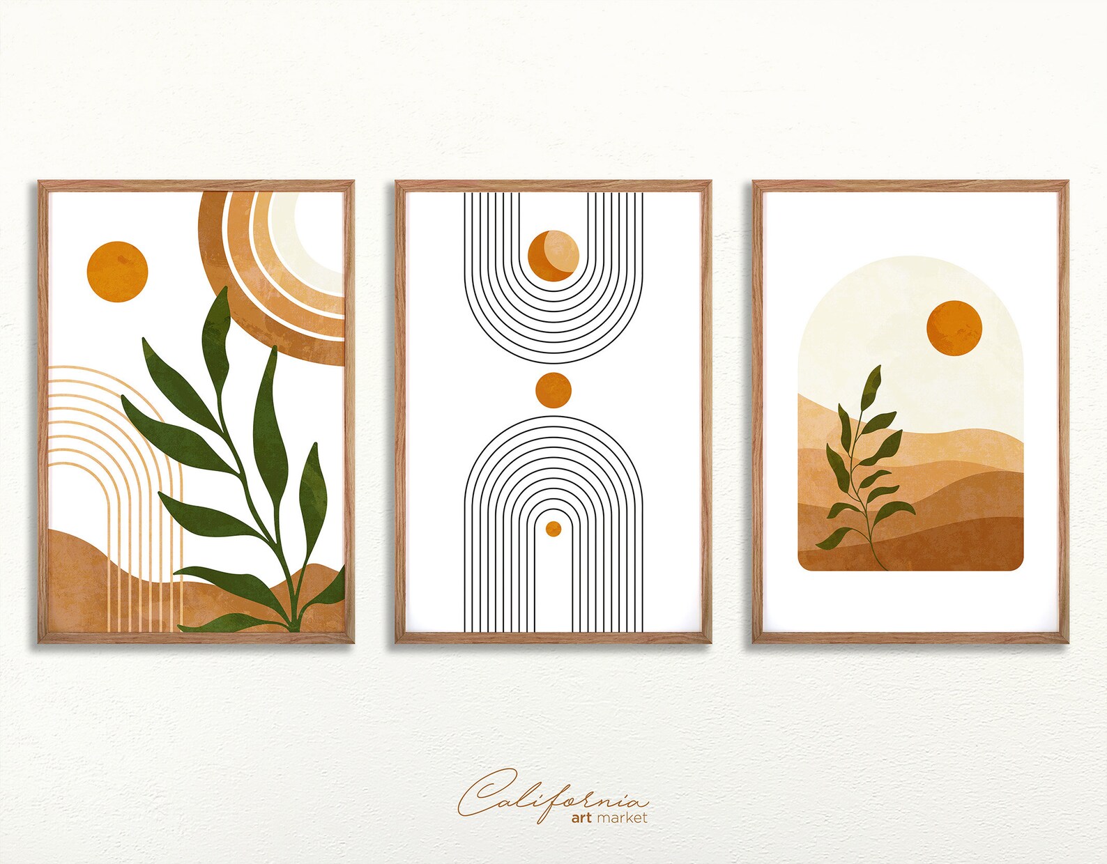 Boho Art Set Abstract Art Set of 3 Gallery Wall Bundle Set - Etsy