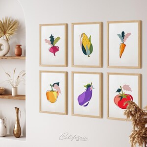 Kitchen Print Set of 6, Food Drink Print, Dining Room Print, Modern ...