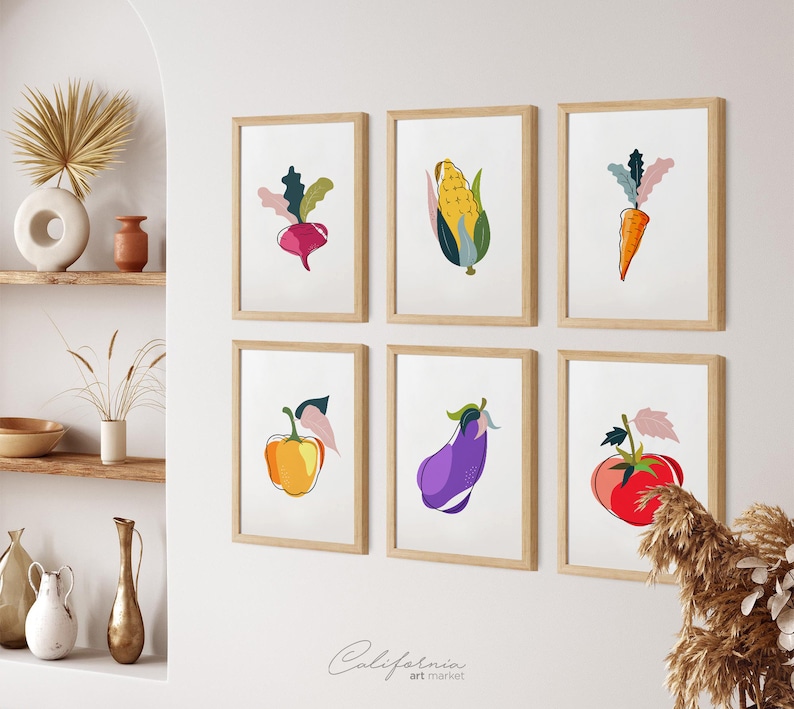 Kitchen Print Set of 6 Food Drink Print Dining Room Print - Etsy