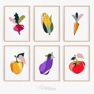 Kitchen Print Set of 6, Food Drink Print, Dining Room Print, Modern ...