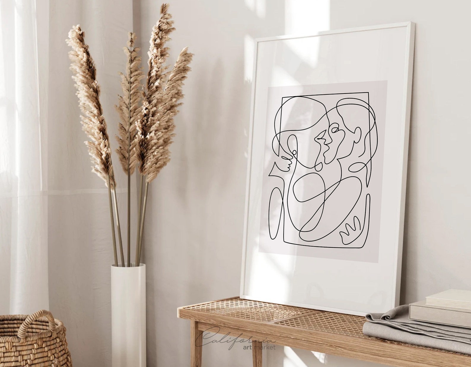 Abstract One Line Art Kiss Couple One Line Drawing - Etsy