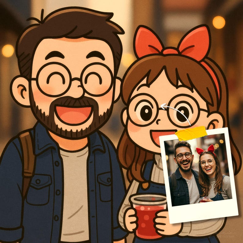 Custom Chibi Portrait: Family, Couple, Pet Cartoon (digital ...