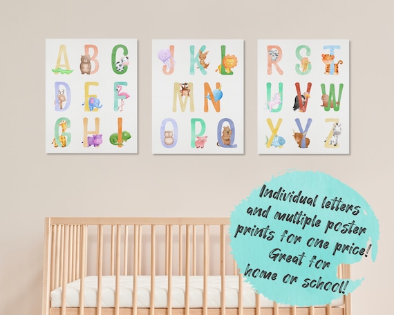 Watercolor Alphabet Chart Letter Printable Wall Art for Kids - Etsy