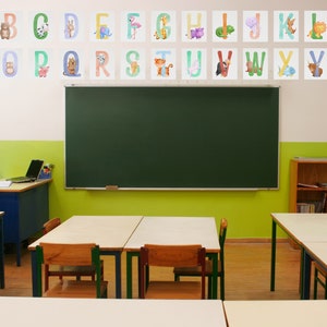 Watercolor Alphabet Classroom Decor, Animal Educational Poster, ABC ...