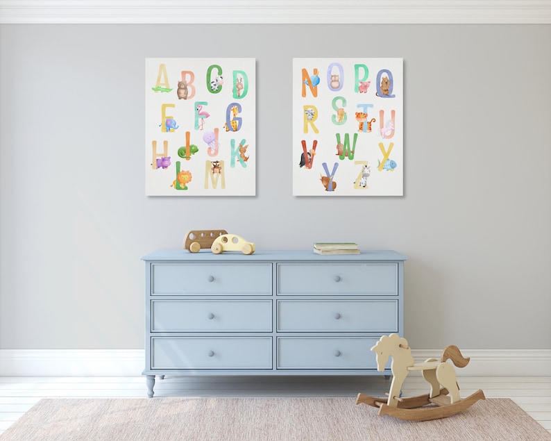 Watercolor Alphabet Classroom Decor, Animal Educational Poster, ABC ...