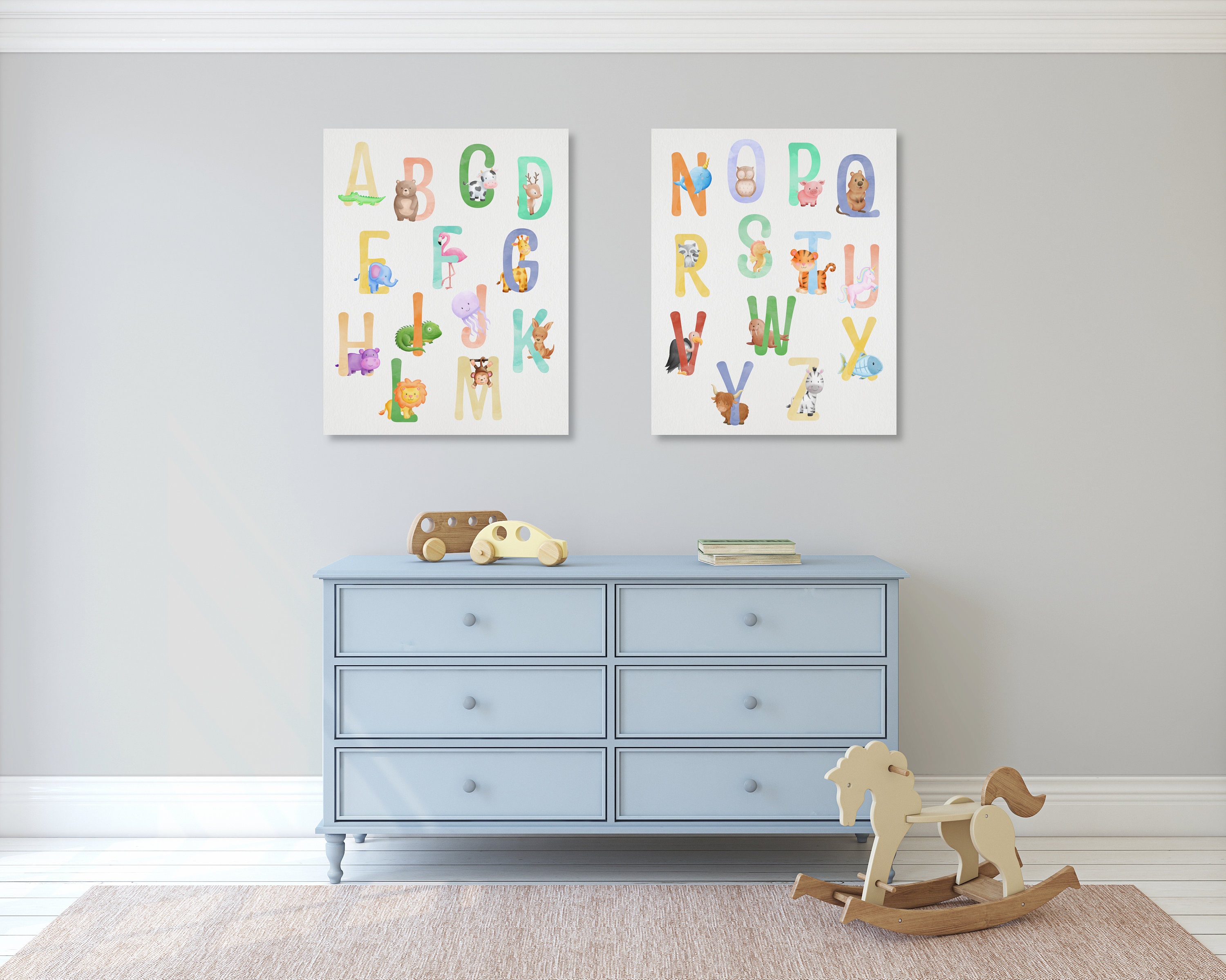 Watercolor Alphabet Classroom Decor, Animal Educational Poster, ABC ...