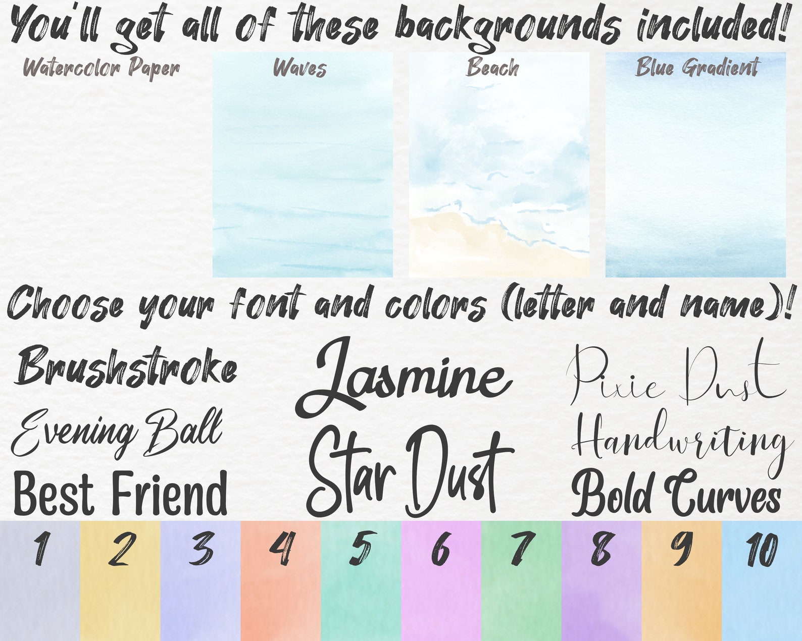 Ocean Theme Name Printable Wall Art for Kids Watercolor - Etsy