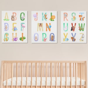 Watercolor Alphabet Classroom Decor, Animal Educational Poster, ABC ...