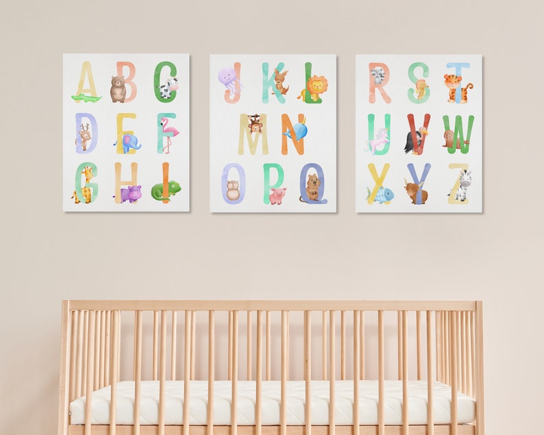 Watercolor Alphabet Classroom Decor, Animal Educational Poster, ABC ...