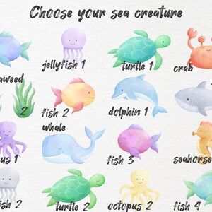 Ocean Theme Name Printable Wall Art for Kids, Watercolor Jellyfish ...