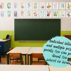 Watercolor Alphabet Classroom Decor, Animal Educational Poster, ABC ...