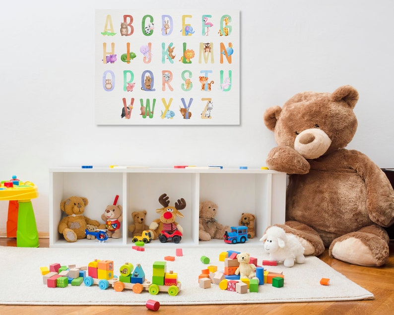 Watercolor Alphabet Classroom Decor, Animal Educational Poster, ABC ...