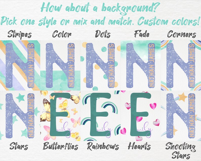 Watercolor Star Initial Nursery Name Sign, Letter Art Newborn Name Sign ...