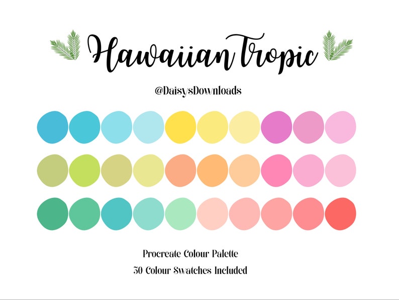 Hawaiian Tropic Procreate Colour Palette Procreate Color Palette