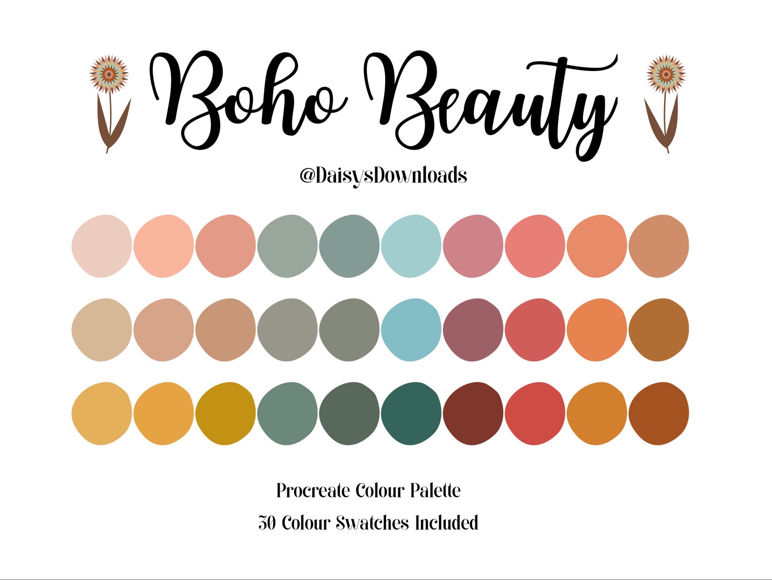 Boho Beauty Procreate Colour Palette / Procreate Color Palette/ iPad ...