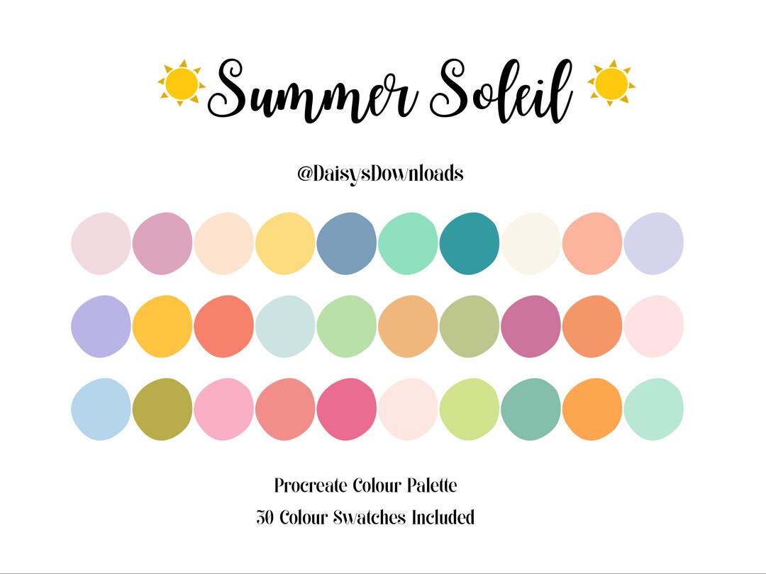 Summer Soleil Procreate Colour Palette / Procreate Color Palette/ iPad ...
