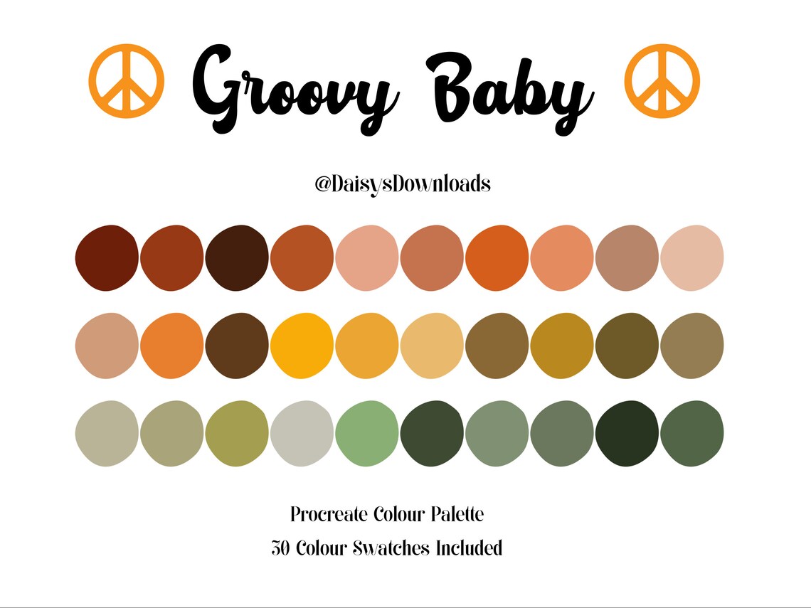 Paleta de colores Groovy Baby Procreate / Paleta de colores Procreate ...