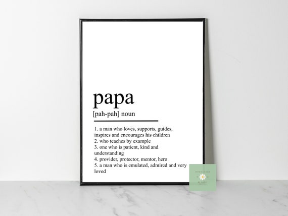 Papa Definition Print / Fathers Day Gift / Minimalistic Print | Etsy