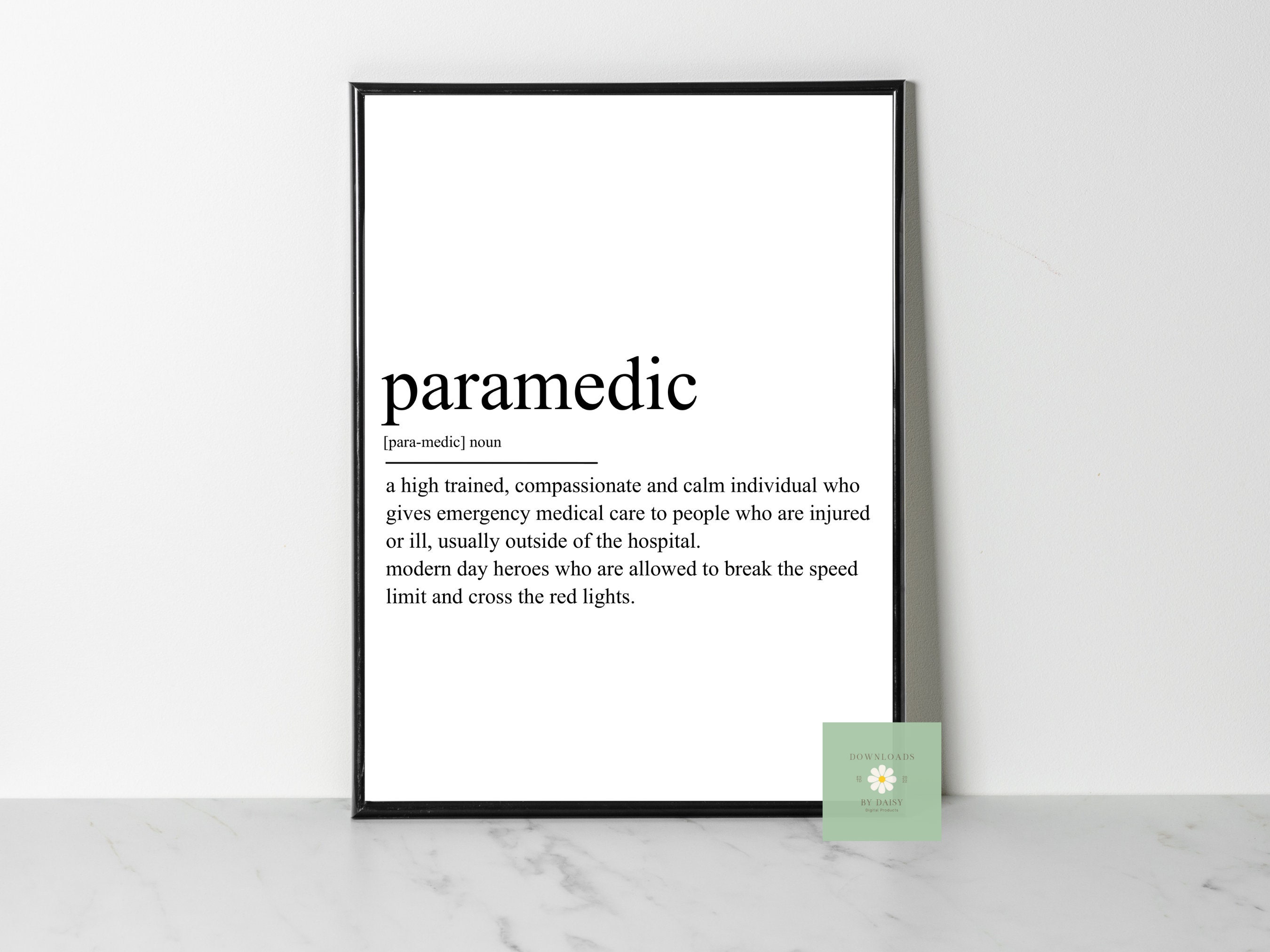 Paramedic Definition Print / Print for Paramedic/ Thank You Gift for ...