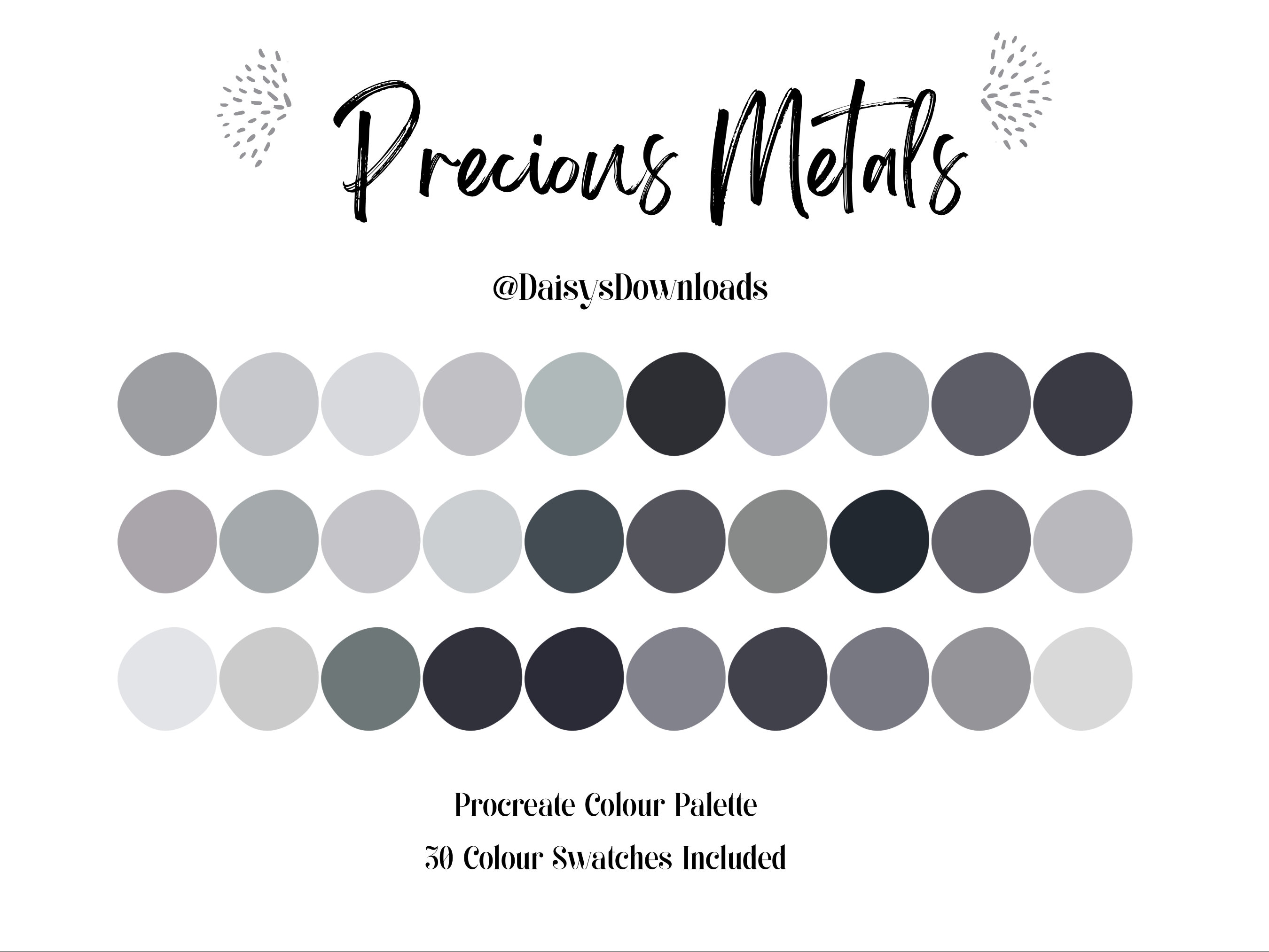Precious Metals Procreate Colour Palette / Procreate Color Palette ...