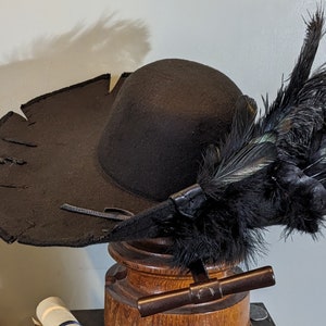 Barbossa Pirate Hat With Flamboyant Black Ostrich and Rooster Feather ...