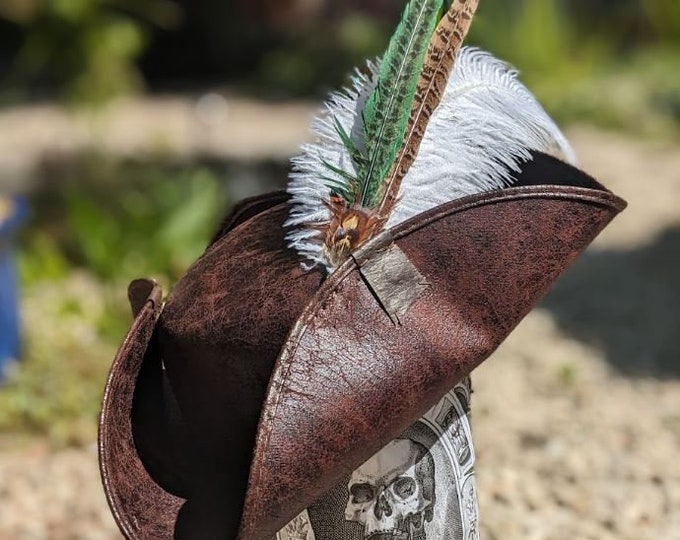 Brown Pirate Hat Brown Halloween Pirate Hat, Renaissance Hat, LARP ...